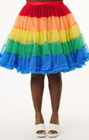 Unique Vintage Striped Ruffled Petticoat Crinoline - Rainbow