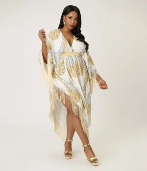 SMAK PARLOUR Triangle Caftan Dress With Fringe
