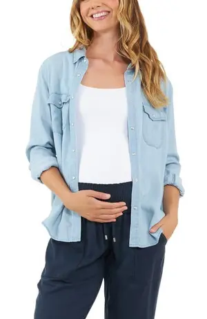 RIPE MATERNITY Bec Chambray Shirt - Clean Fade