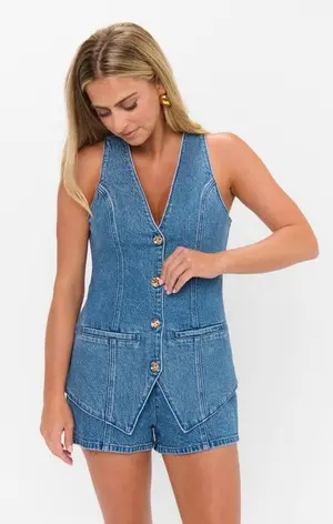 Show Me Your Mumu Denim Romper