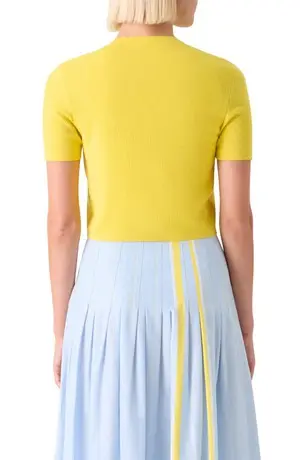 Akris Short Sleeve Cropped Cardigan - Lemon Zing