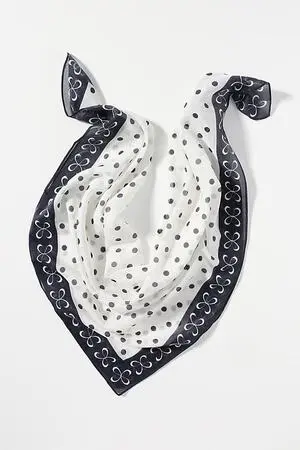 Maeve Large Silk Blend Scarf - Black & White Dot