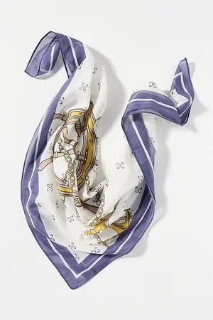 Maeve Large Silk Blend Scarf Nautical Border