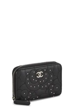 Chanel Studded Camellia Coin Purse