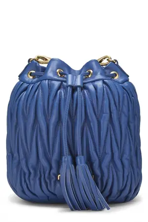Miu Miu Nappa Leather Convertible Bucket Bag - Blue