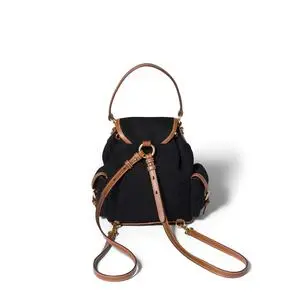 Miu Miu Canvas And Leather Backpack - Black/brandy