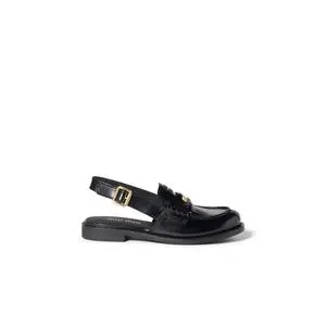 Miu Miu Brushed Leather Slingback Loafers With Buckle Detail