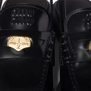 Miu Miu Brushed Leather Slingback Loafers With Buckle Detail