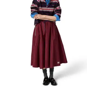 Miu Miu Technical Fabric Flared Skirt - Amaranth Red