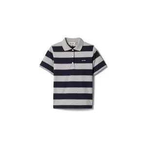 Miu Miu Striped Jersey Polo Shirt