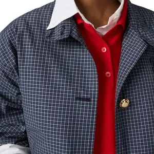 Miu Miu Checked Technical Fabric Blouson Jacket - Navy