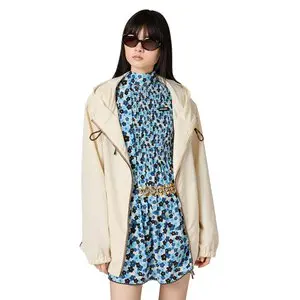 Miu Miu Technical Fabric Blouson Jacket With Drawstring Hood - Vanilla