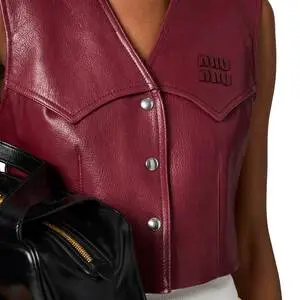 Miu Miu Leather Vest - Red Currant