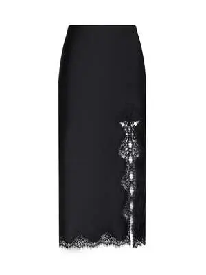 L'Agence Silk Lace Midi Skirt