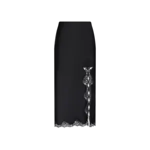 L'Agence Silk Lace Midi Skirt - Black