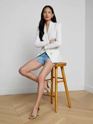 L'Agence Kyomi Double-breasted Blazer - White
