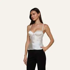 L'Agence Orlina Silk Camisole - White