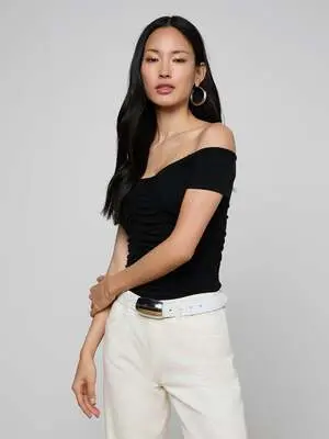 L'Agence Baliegh Ruched Bodysuit - Black