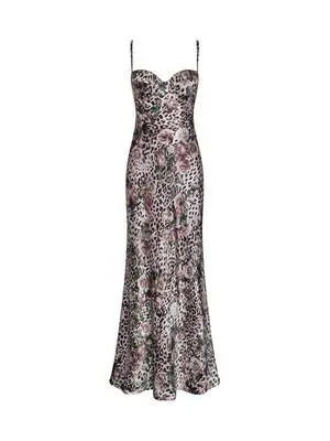 L'Agence Sayla Silk Gown - Multi Large Rose Cheetah