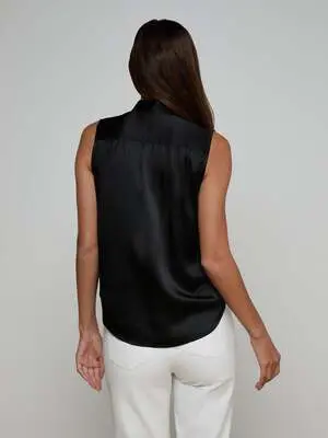 L'Agence Phoebe Silk Sleeveless Top - Black