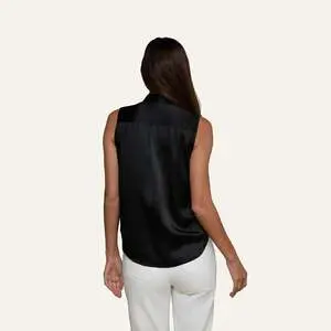 L'AGENCE Phoebe Silk Sleeveless Top - Black
