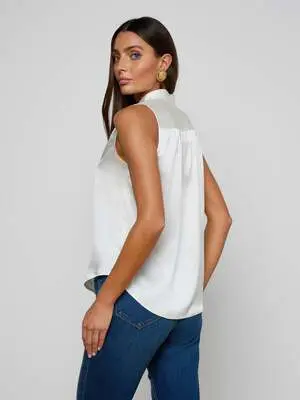 L'Agence Phoebe Sleeveless Silk Blouse - Ivory