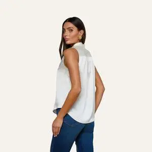L'Agence Phoebe Sleeveless Silk Blouse - Ivory