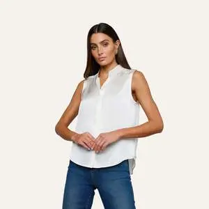 L'AGENCE Phoebe Sleeveless Silk Blouse - Ivory