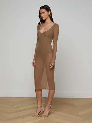 L'Agence Sorella Mesh Midi Dress