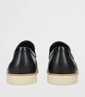 Magnanni Leather Calpe Loafers - Navy