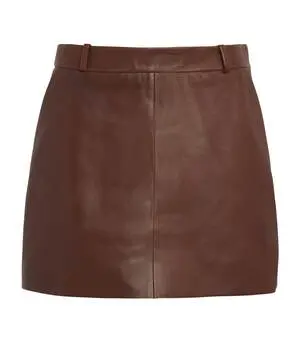 FRAME Leather Mini Skirt - Brown