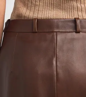 FRAME Leather Mini Skirt - Brown