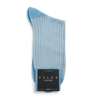 Falke Cotton-Blend Oxford Stripe Socks Blue