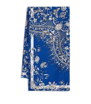 Harrods Silk Gilded Butterfly Print Scarf - Blue
