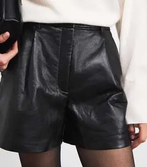 ANINE BING Leather-blend Trent Shorts