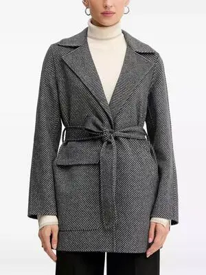 Armani Exchange Caban Herringbone Belted Coat