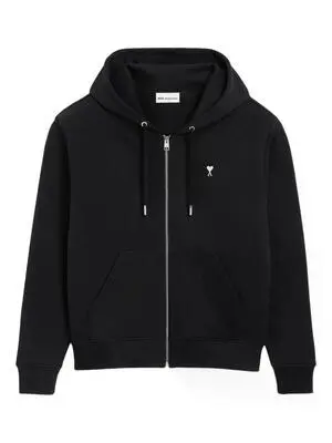 AMI Paris De Coeur Zip-up Hoodie - Black