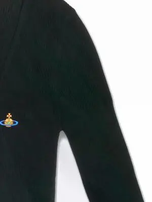 VIVIENNE WESTWOOD Logo-embroidered V-neck Sweater - Black