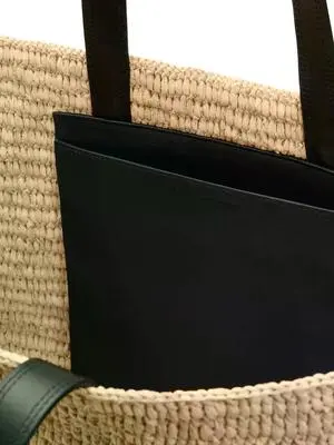 AMI Paris De Coeur Raffia Tote Bag - Neutrals