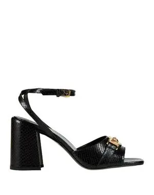 Versace Snakeskin-print Embellished Calfskin Sandals - Black