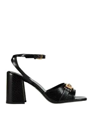 Versace Snakeskin-print Embellished Calfskin Sandals - Black