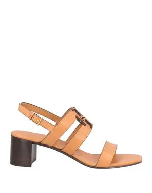 Tory Burch Calfskin Slingback Sandals With Block Heel - Beige