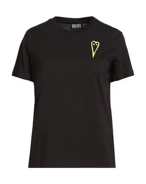 DIESEL® Cotton T-shirt With Graphic Print - Black
