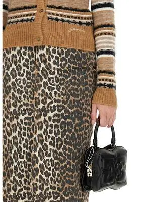 GANNI Striped Knit Cardigan - Beige