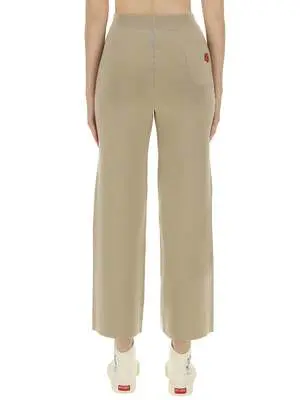 Kenzo Cropped Wool Pants With Logo