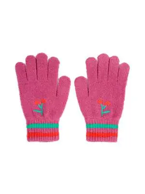 BOBO CHOSES Cherry Knitted Gloves - Fuchsia
