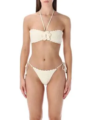Zimmermann Awaken Crochet Flower Bikini - White