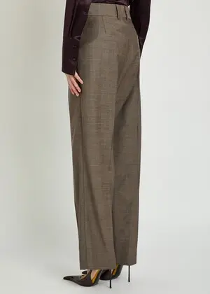 BLAZÉ MILANO Fox Pleated Straight-leg Wool-blend Trousers - Brown
