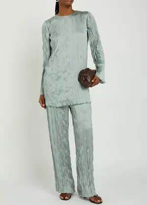 Staud Nami Plissé Trousers - Silver