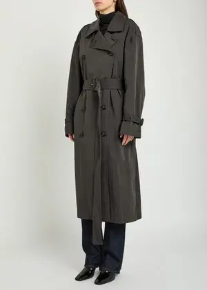 TOTEME Double-breasted Belted Cotton-blend Trench Coat - Black